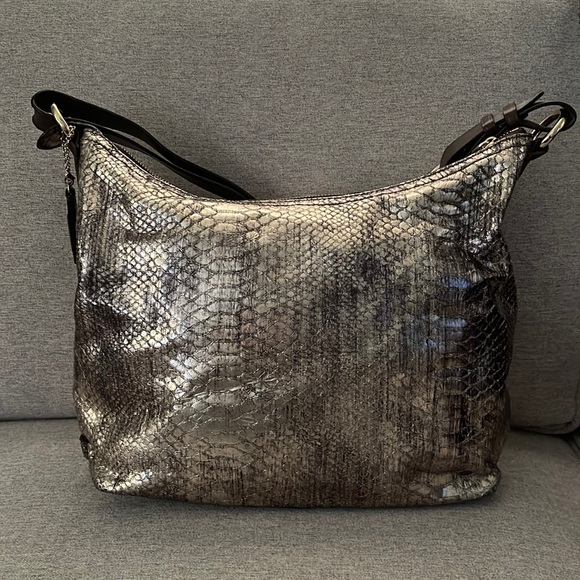 Cole Haan | Bags | Cole Haan Gold Tone Faux Snake Skin Bohemian Hobo ...